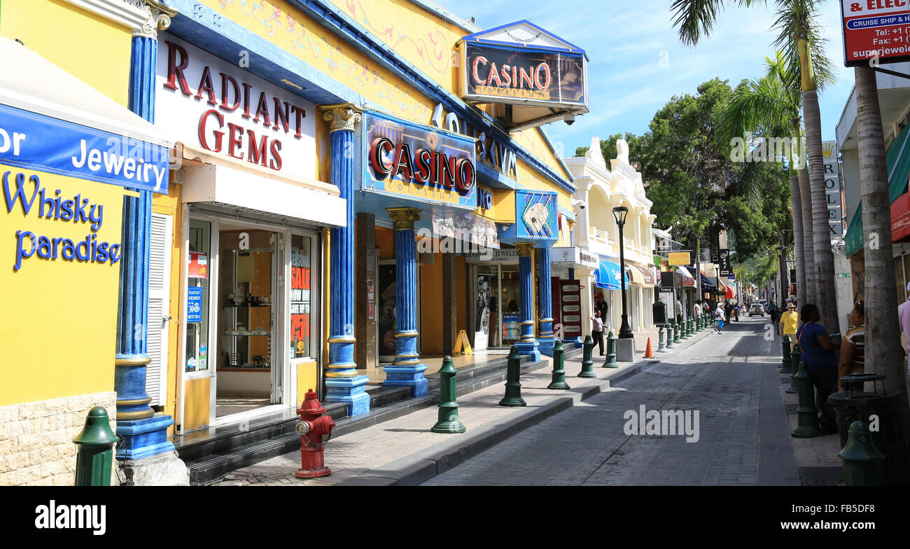 Front Street in Philipsburg, the capital city of Sint Maarten in the ...