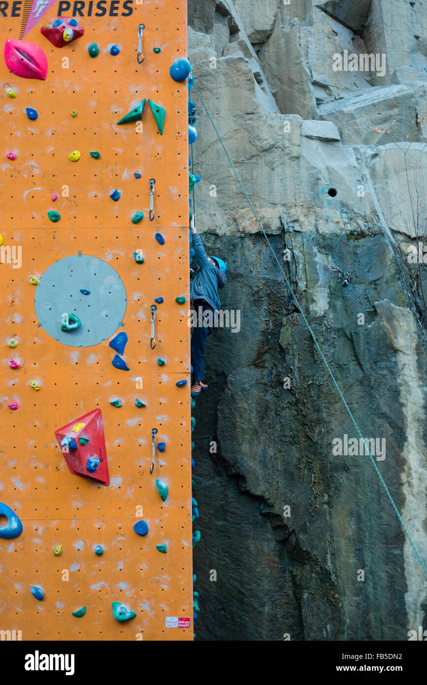 Boy climbing at Edinburgh International climbing Arena (EICA) near ...
