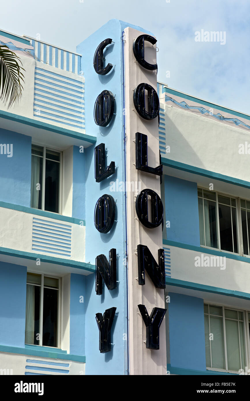 Typical Art Deco Facade Miami Stock Photo - Alamy