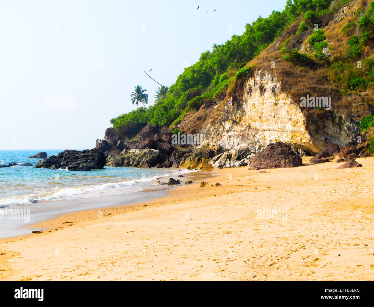 A background with a view of the beautiful beach in Goa, India Stock ...
