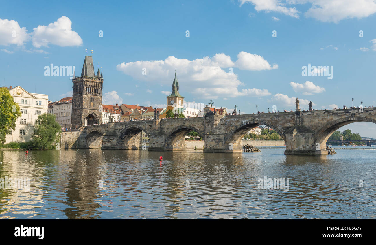 View of Charles Bridge build in 1357 - Prague - Czech Republic Stock ...