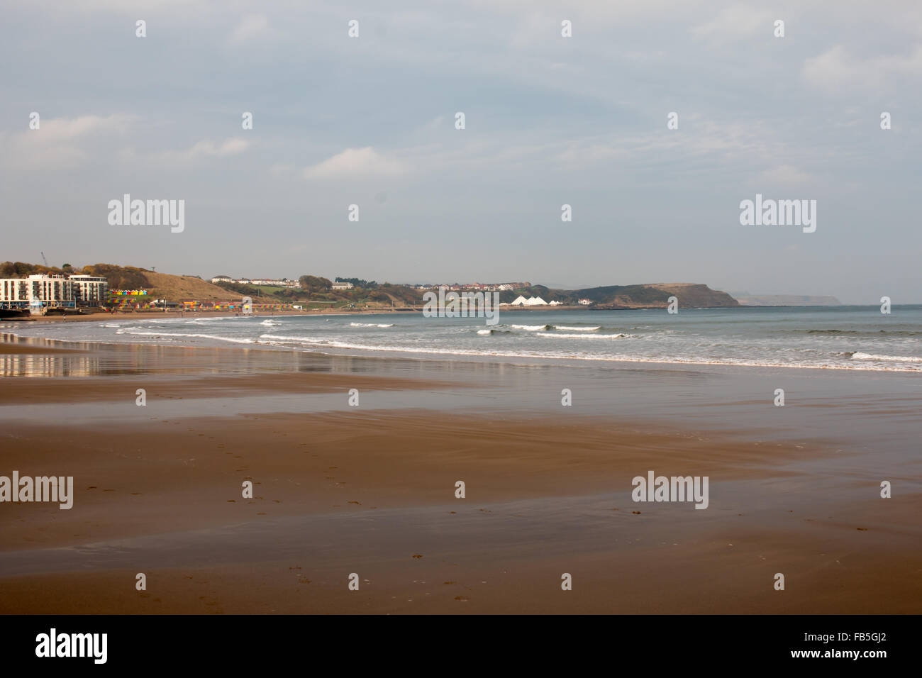 Beautiful and iconic North Bay Beach in coastal town of Scarborogh ...