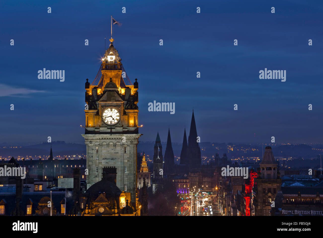 The Balmoral Hotel clock and Princes Street in Edinburgh, Scotland ...