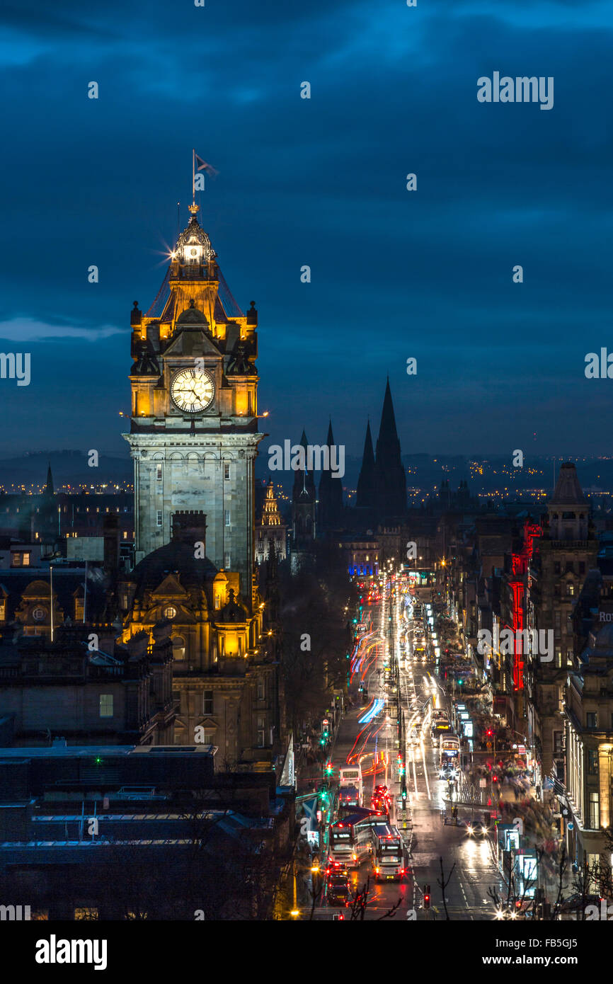 The Balmoral Hotel clock and Princes Street in Edinburgh, Scotland ...