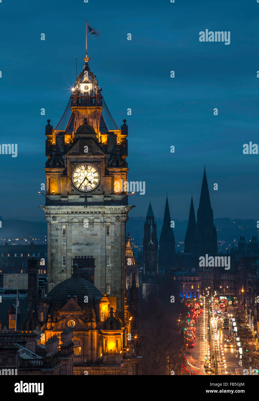 The Balmoral Hotel clock and Princes Street in Edinburgh, Scotland ...