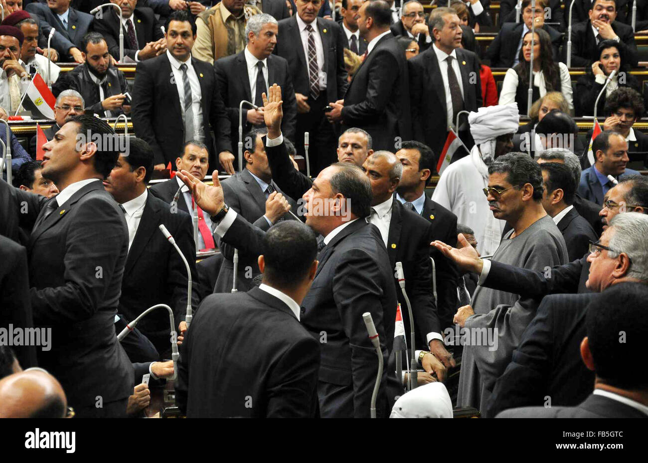 Cairo, Egypt. 10th Jan, 2016. Members of Egypt's Parliament discuss ...