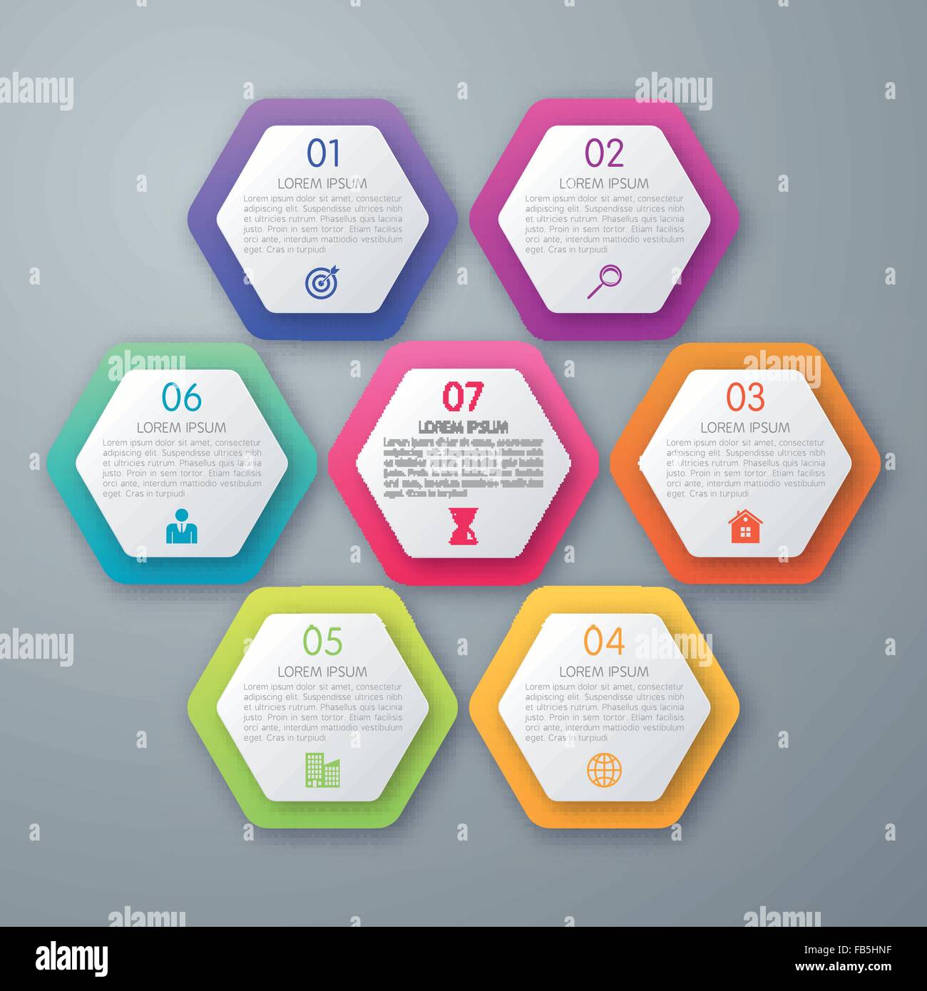 Vector illustration infographics seven hexagons Stock Vector Image ...