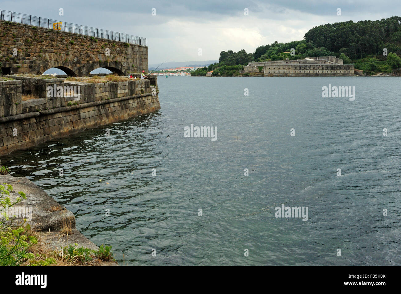 Castle of San Felipe and La Palma´s fortress in front. Ria de Ferrol ...