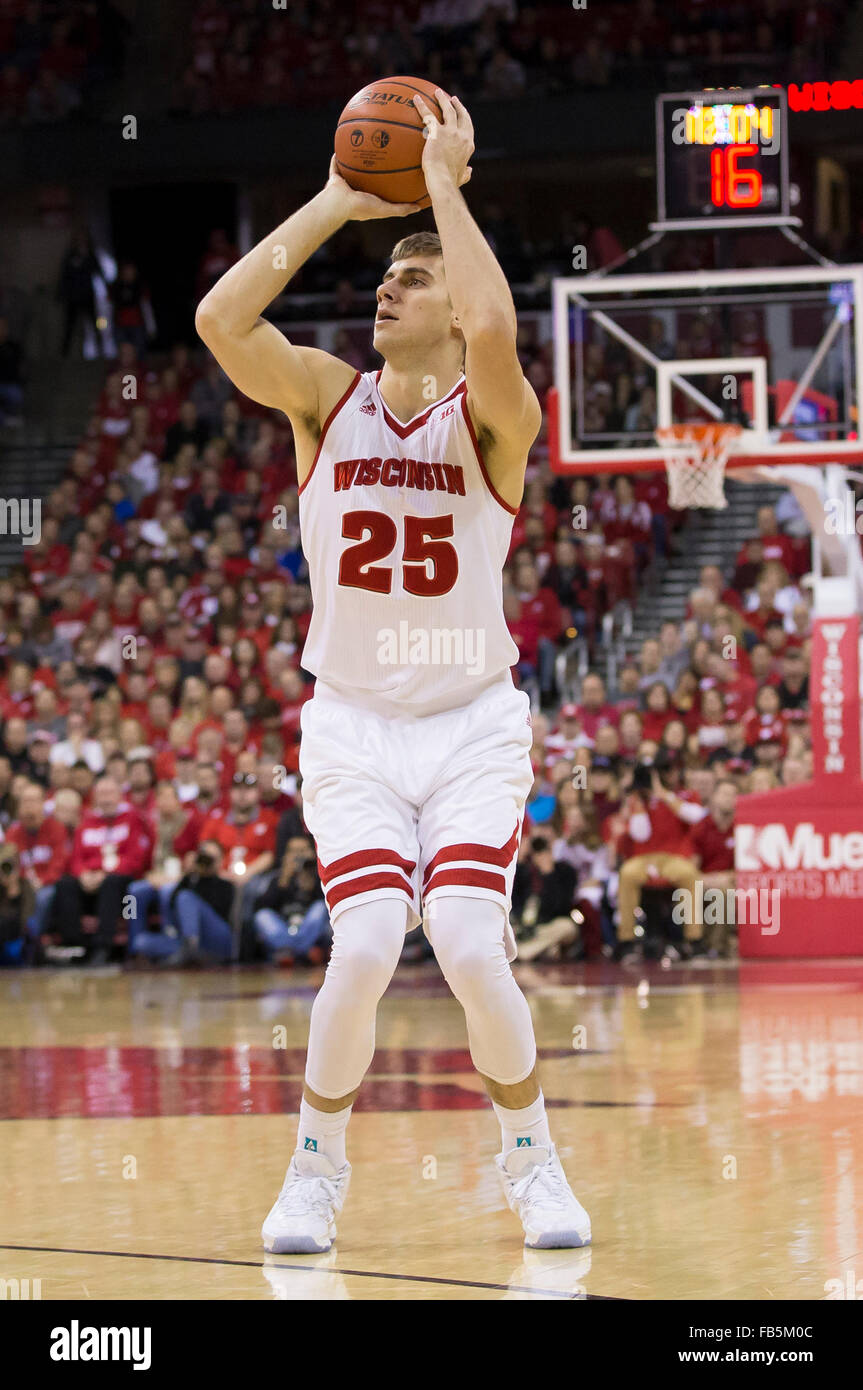 Madison, WI, USA. 9th Jan, 2016. Wisconsin Badgers forward Alex ...