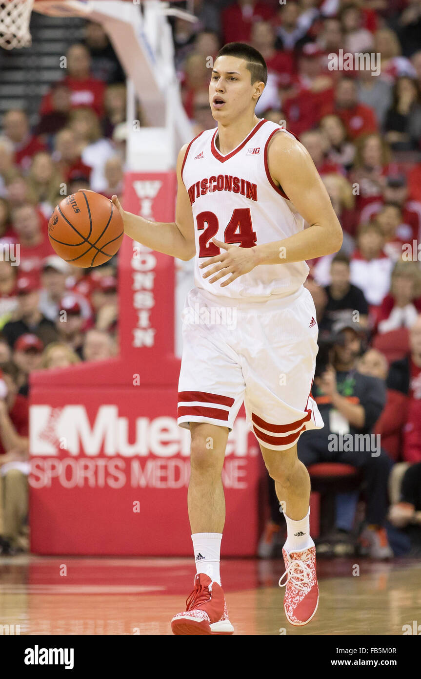 Madison, WI, USA. 9th Jan, 2016. Wisconsin Badgers guard Bronson Koenig ...