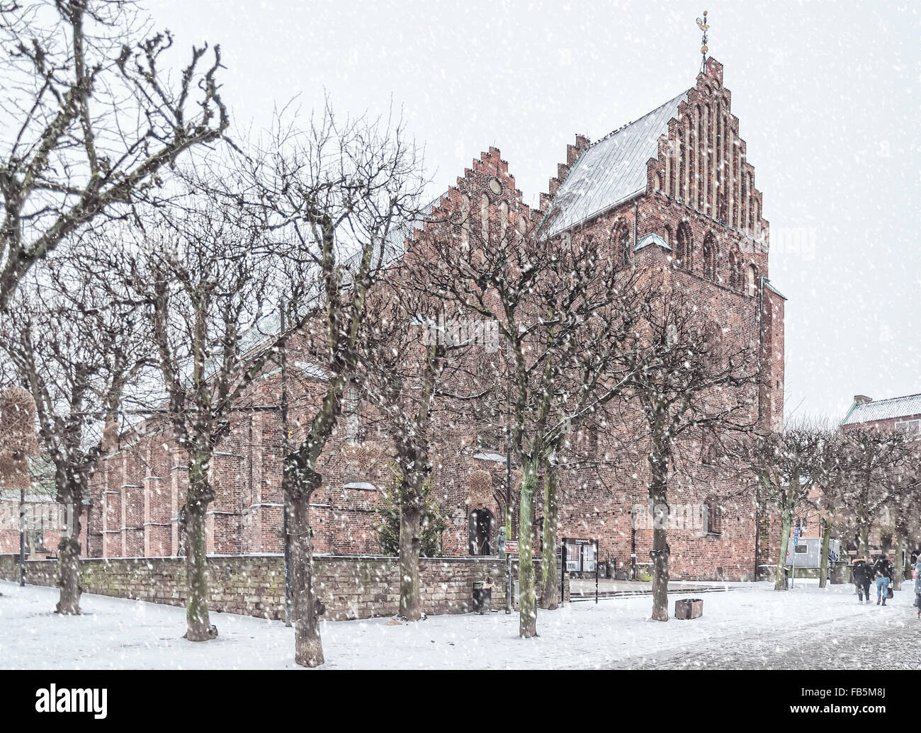 The saint maria church in the city of Helsingborg in the winter season ...