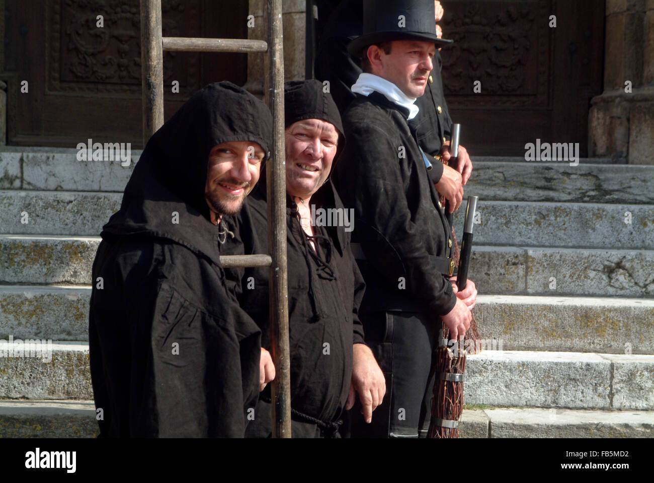 Chimney sweeper in traditional dress in regensburg, bavaria germany ...