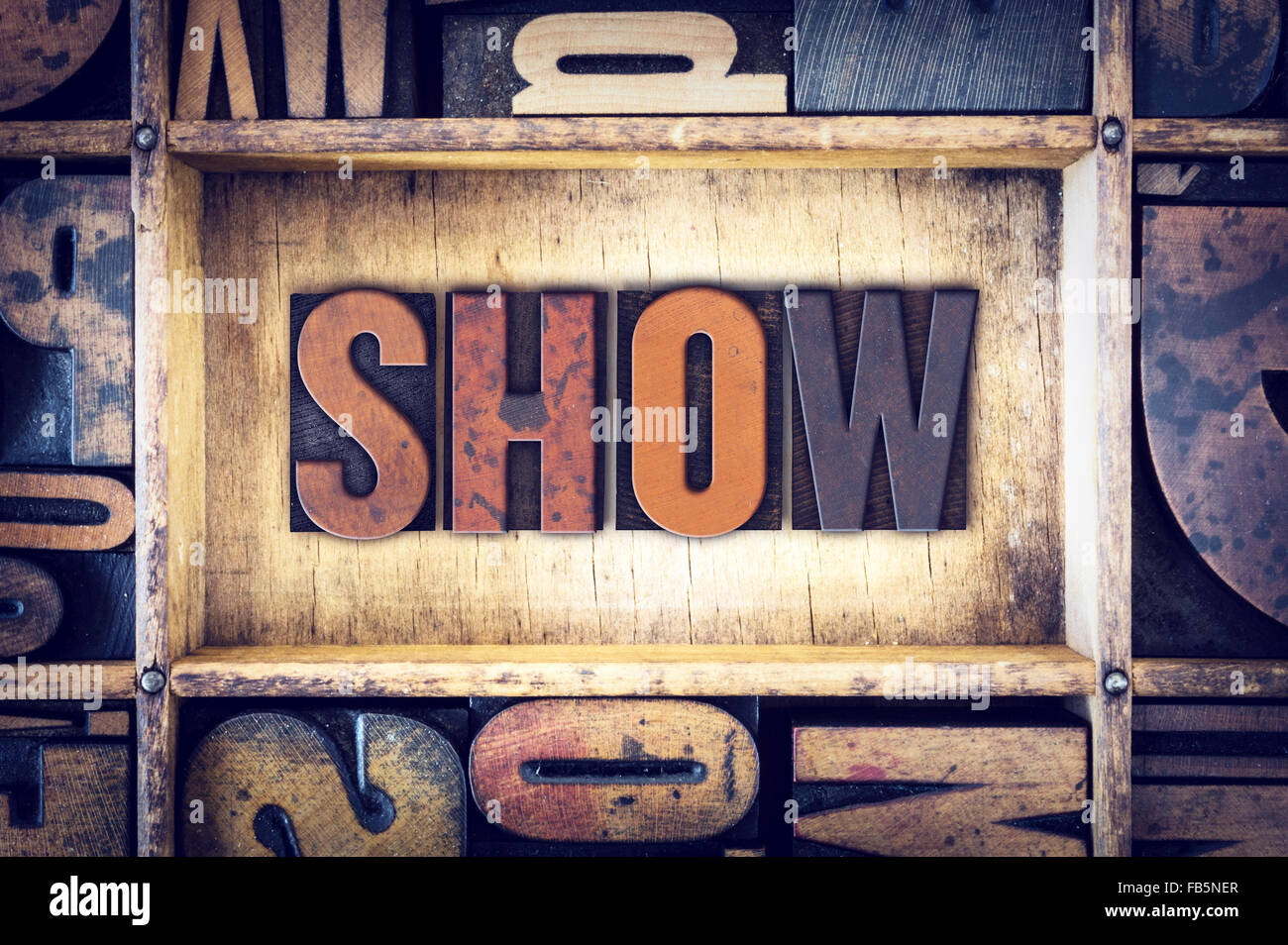The word "Show" written in vintage wooden letterpress type Stock Photo ...
