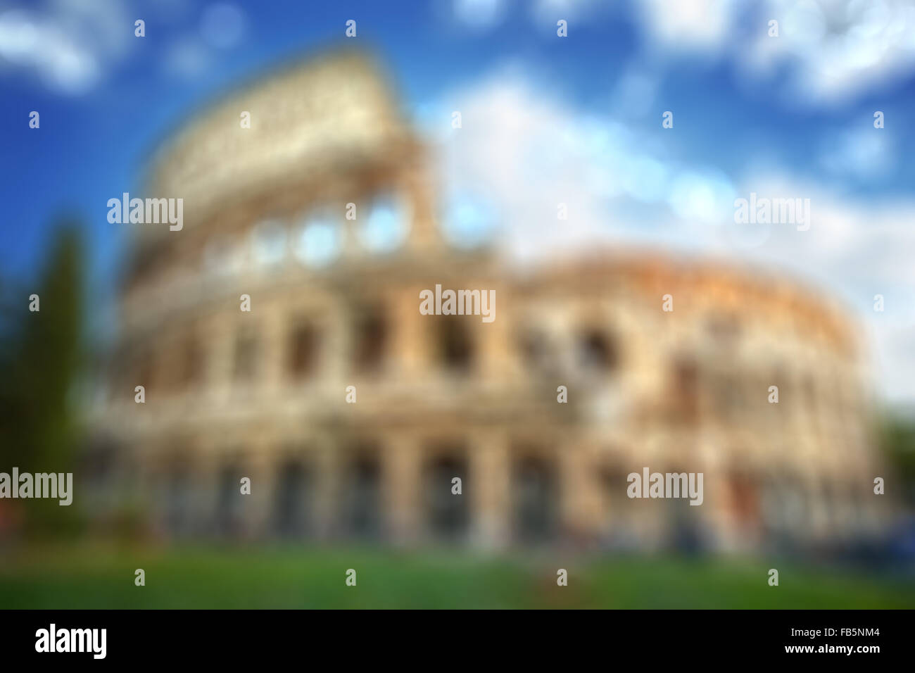 Colosseum in Rome - blurred background with natural bokeh Stock Photo ...
