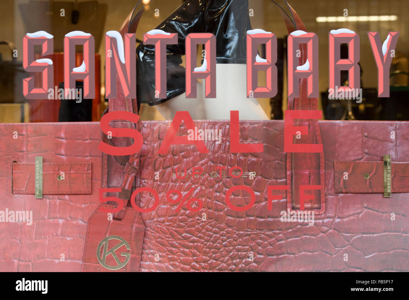 Shop window Display "Santa Baby" Sale Window Stock Photo - Alamy