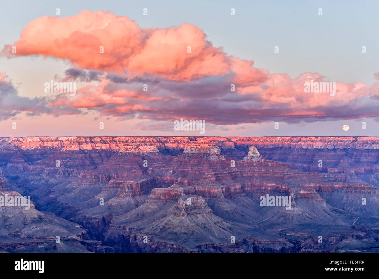 Moon over rock formations and canyons, from Maricopa Point, Grand ...