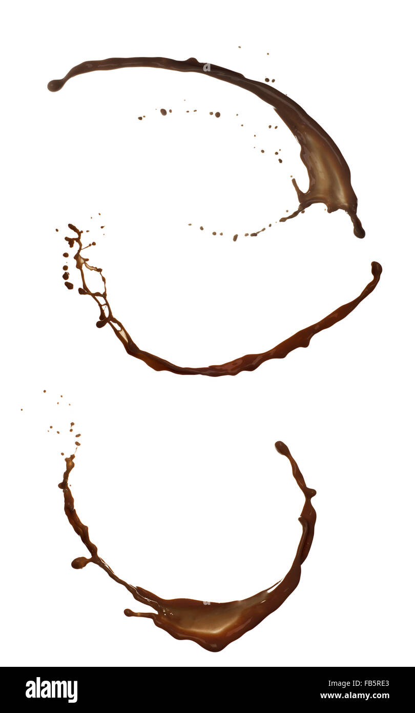 Set of splashing chocolate isolated on white background Stock Photo - Alamy