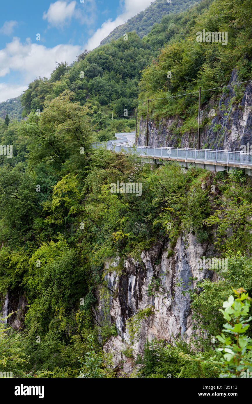 Italian road in mountains alongside Como lake Stock Photo - Alamy
