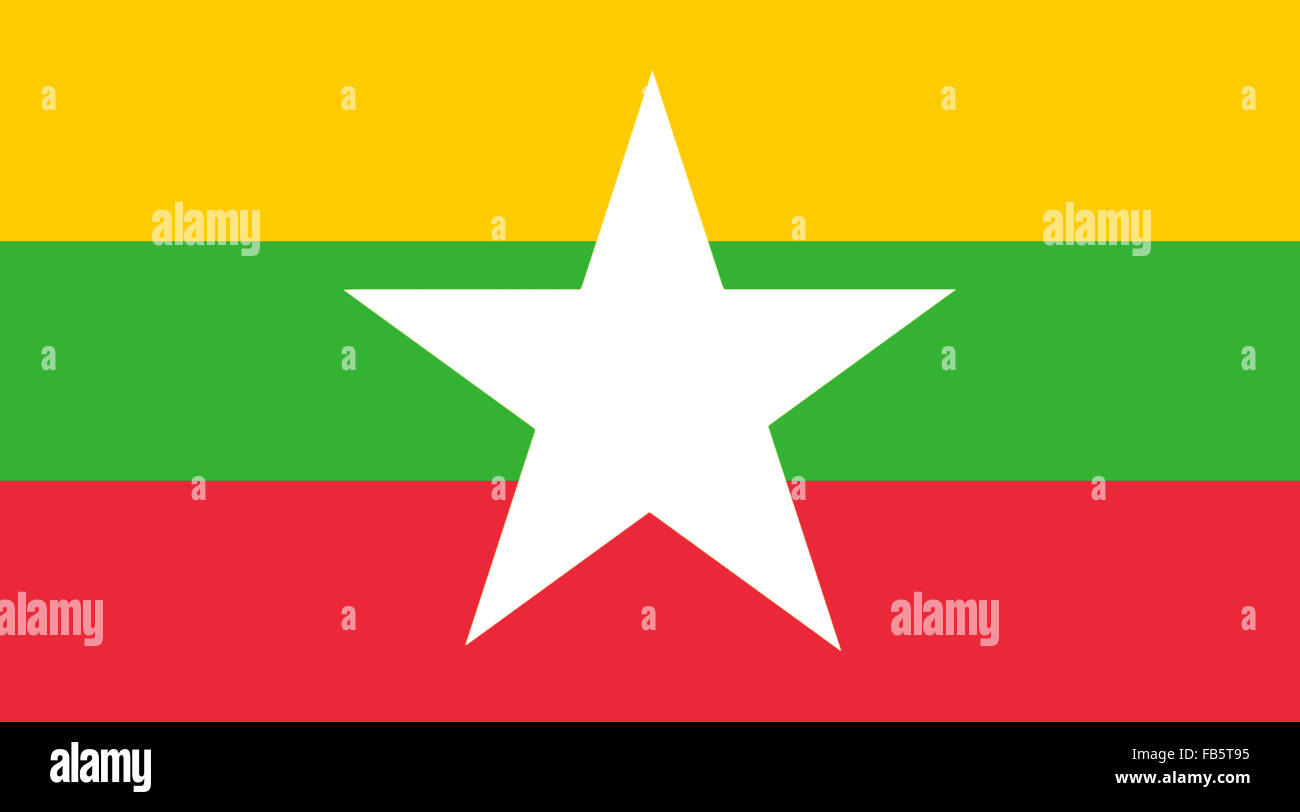 The national flag of Myanmar or Burma, officially the Republic of the ...