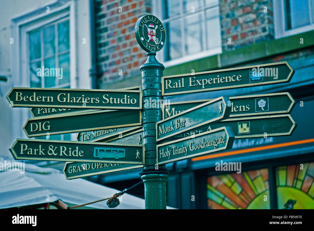 Tourist Direction Sign near the Shambles in York Stock Photo - Alamy
