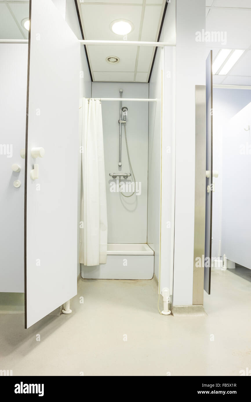 an public toilet and an shower in an public building Stock Photo - Alamy