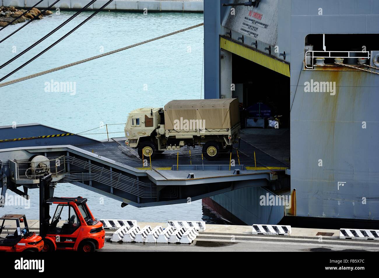 Lorry coming off the Cargo ship Stock Photo - Alamy