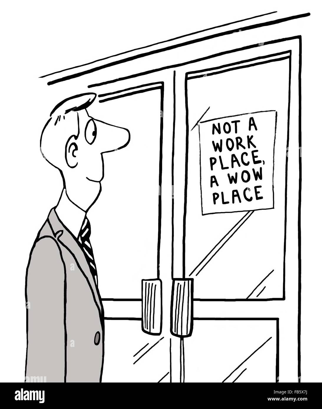 Business cartoon about corporate culture. The company is a wow place to ...