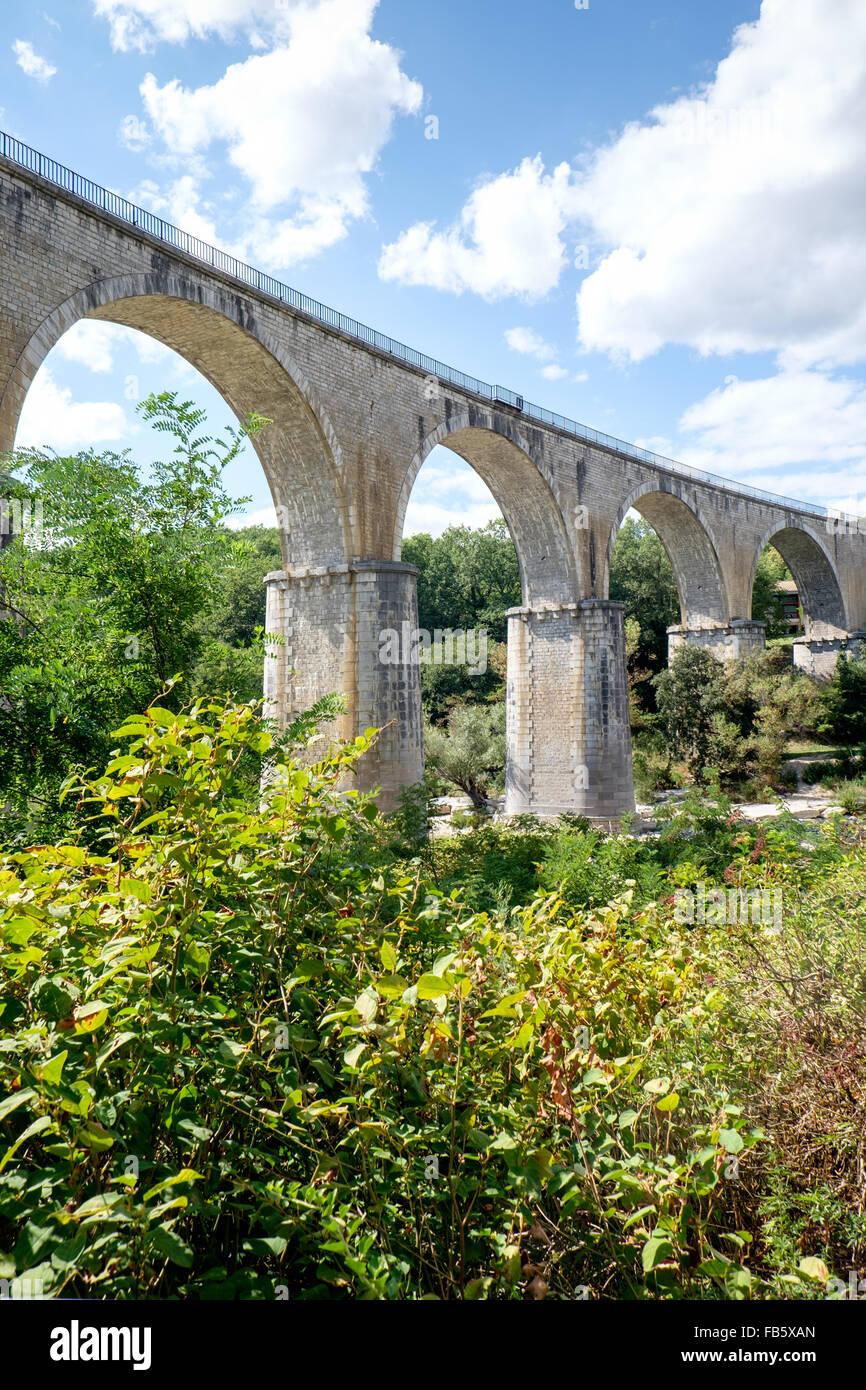 Bridge over Ardeche river in village of Vogue, France Stock Photo - Alamy
