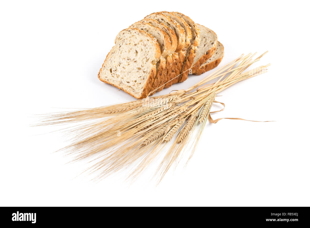 fresh bread and wheat on white background Stock Photo - Alamy