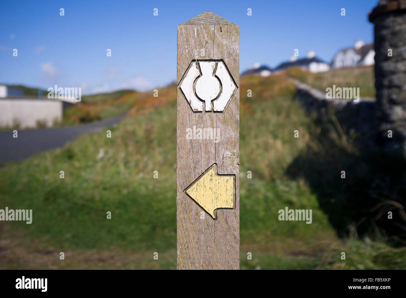 Way marker for The Southern Upland Way at Portpatrick, Dumfries and ...