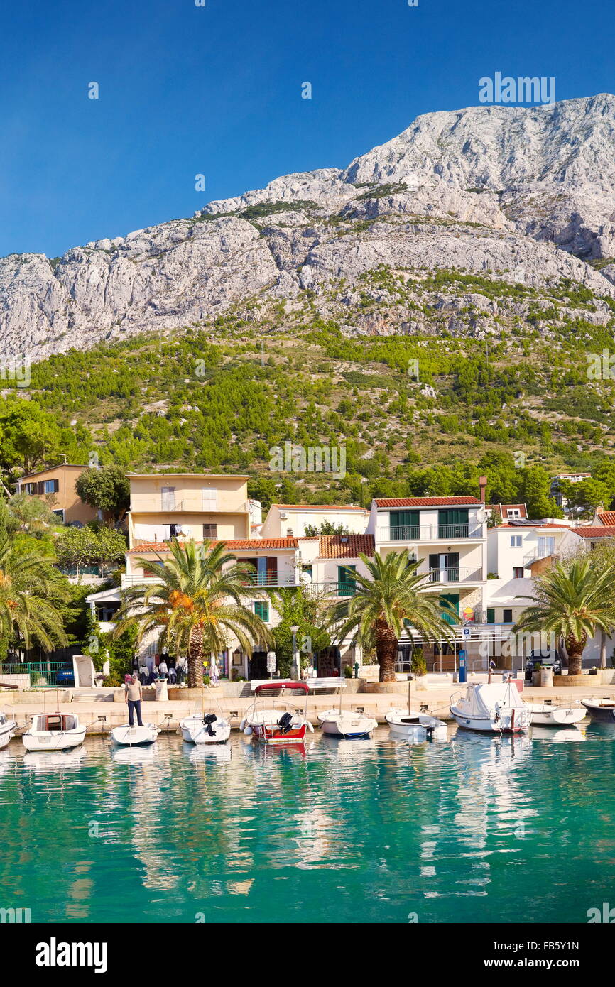 Harbour in Baska Voda Village, region of Makarska Riviera, Dalmatia ...
