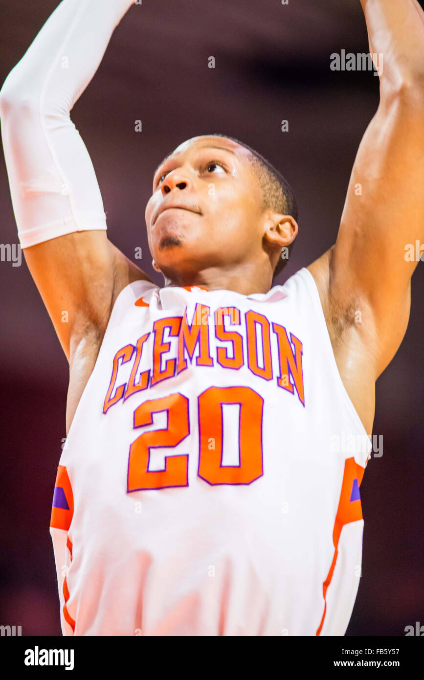 Clemson Tigers guard Jordan Roper (20) goes up for a two handed dunk ...
