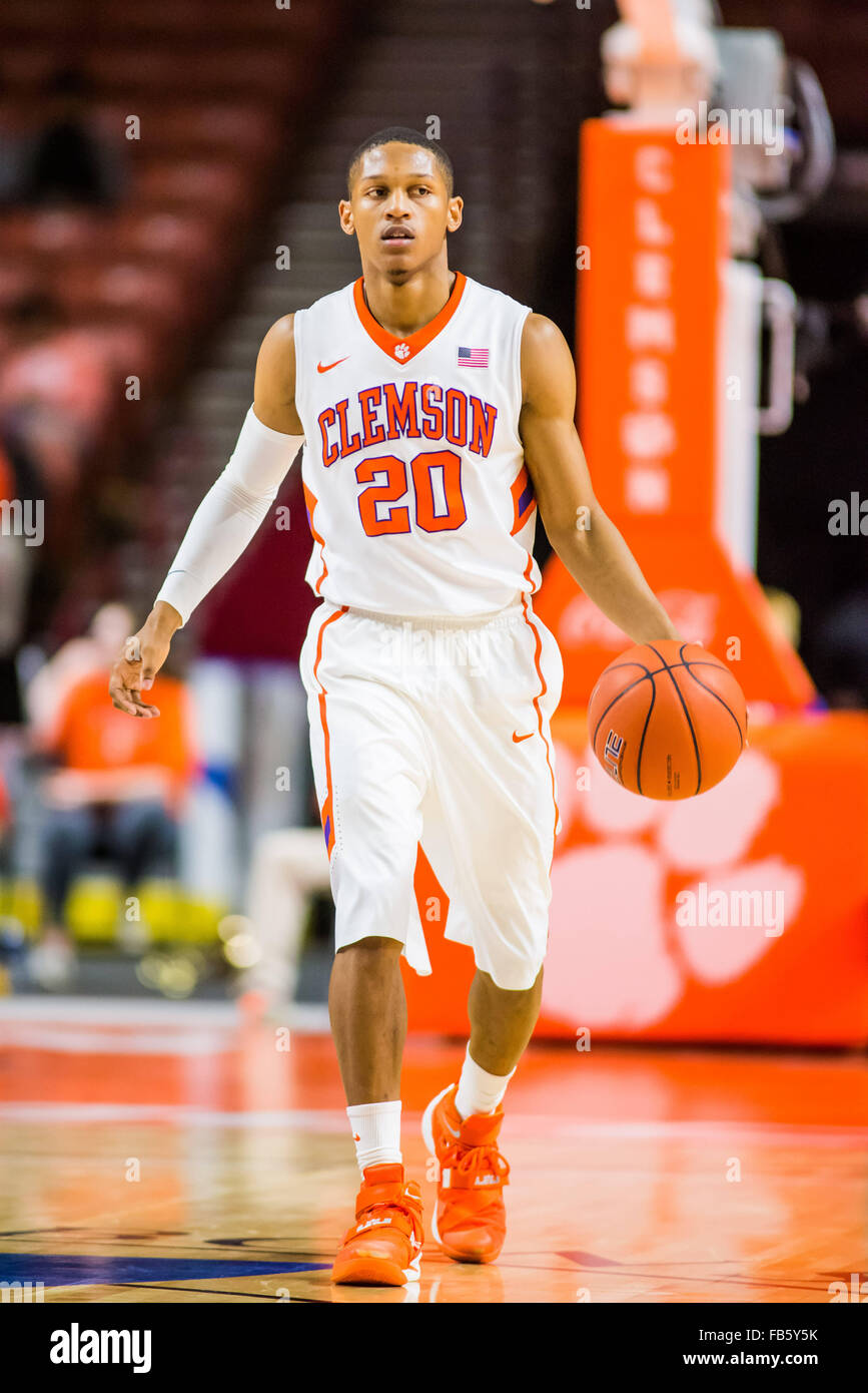 Clemson Tigers guard Jordan Roper (20) dribbles the ball up the court ...