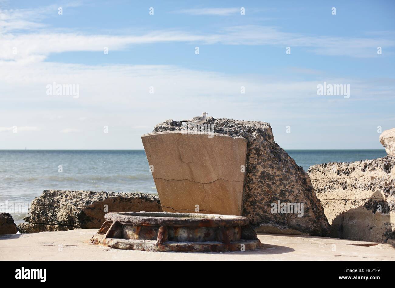 Crumbling ruins on the beach at Fort Desoto in St. Petersburg, Florida ...
