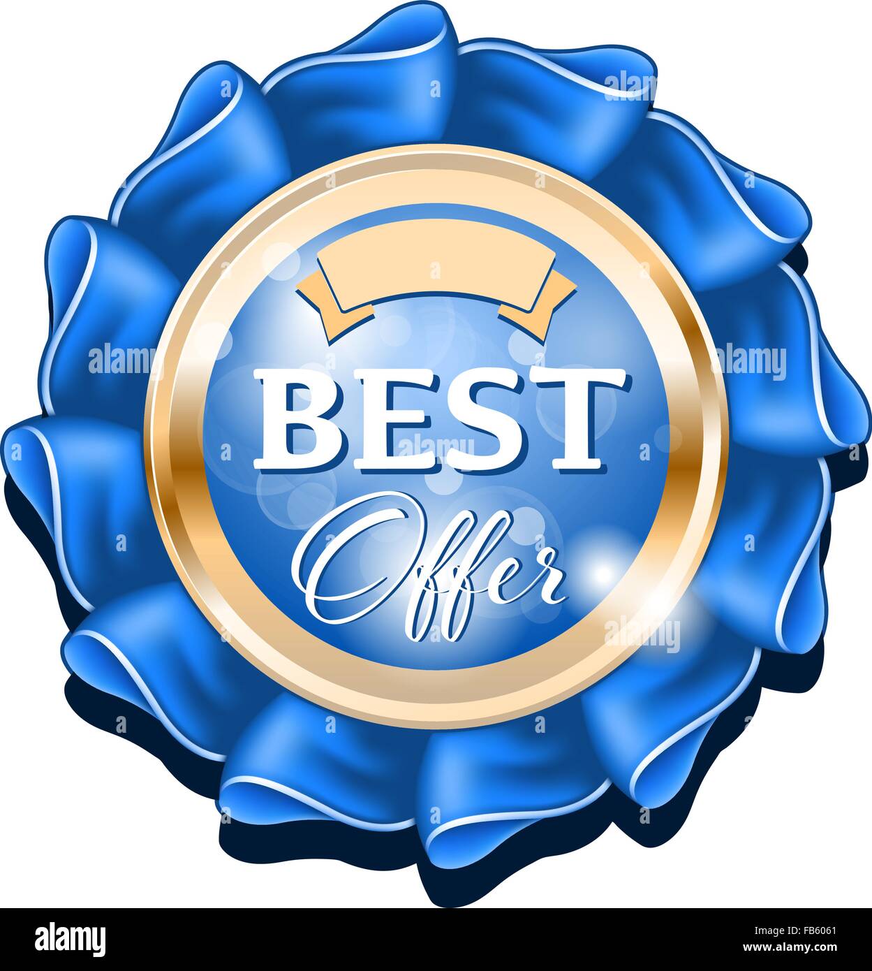 Blue best offer badge with gold border Stock Vector Image & Art - Alamy