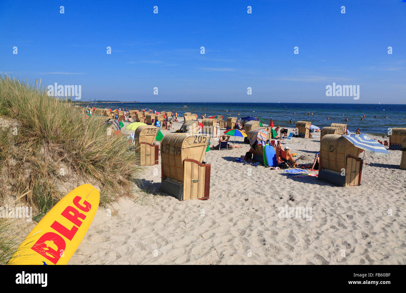 Suedstrand (south beach) at Burgtiefe, Fehmarn island, Baltic sea coast ...