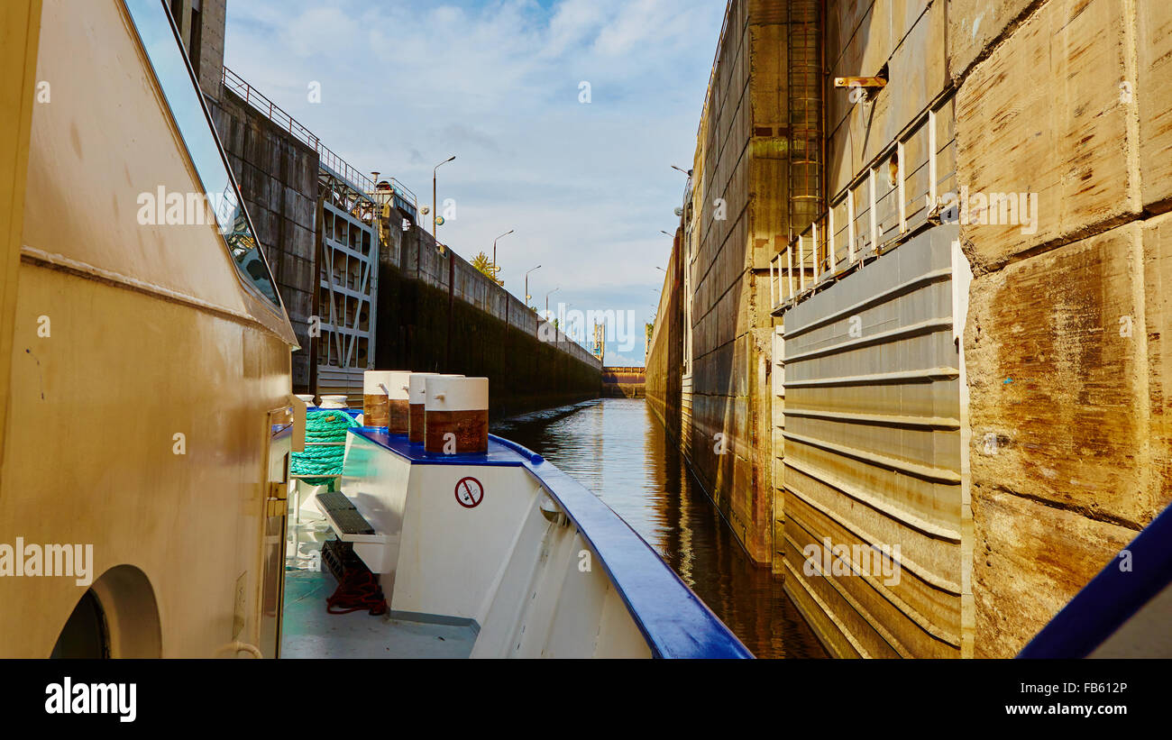 One of the locks on the navigable river Dnepr in Ukraine Stock Photo ...