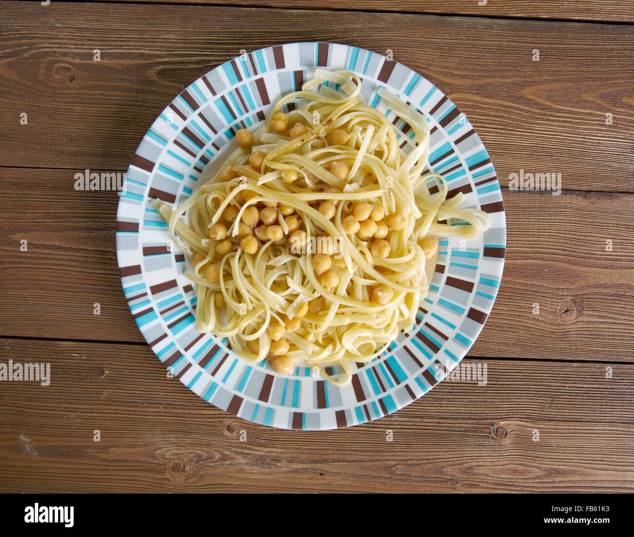 Ciceri e Tria pasta dish and chickpeas in Italian cuisine Stock Photo ...