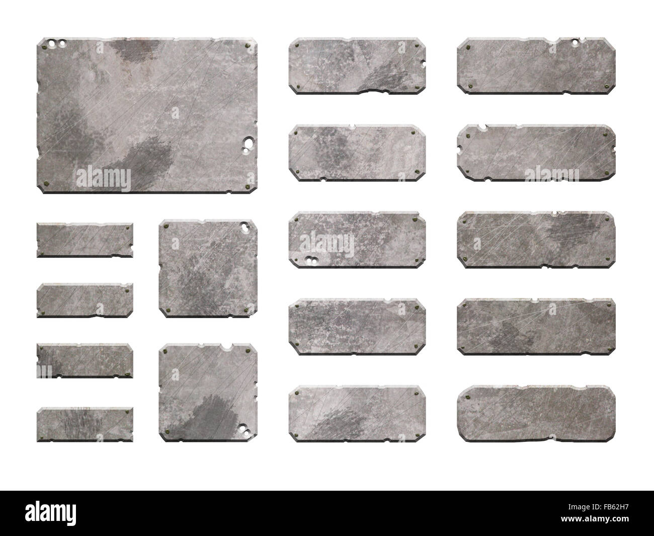 A set of realistic metal plates, buttons and elements Stock Photo - Alamy