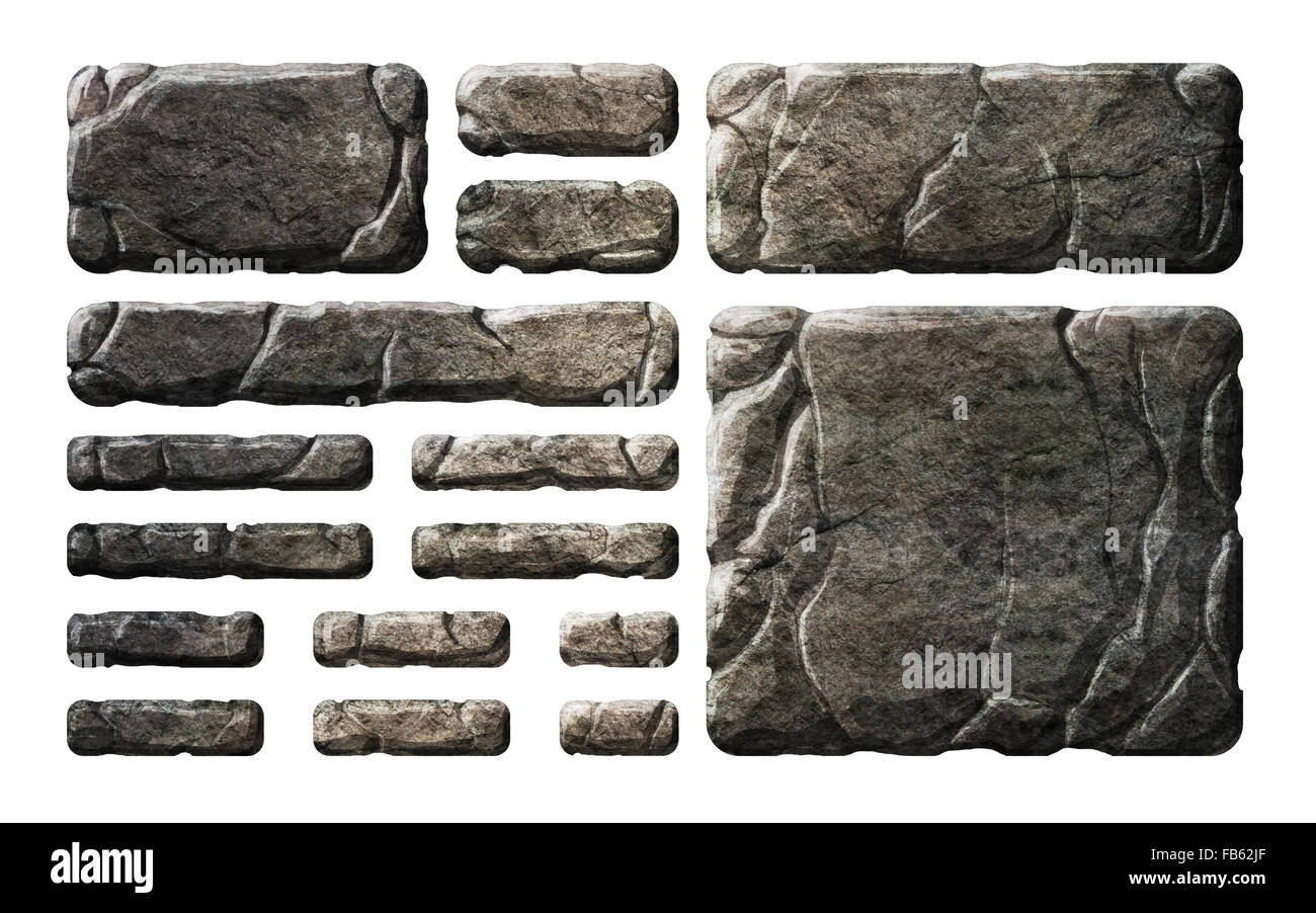 A set of stone buttons, panels and elements Stock Photo - Alamy