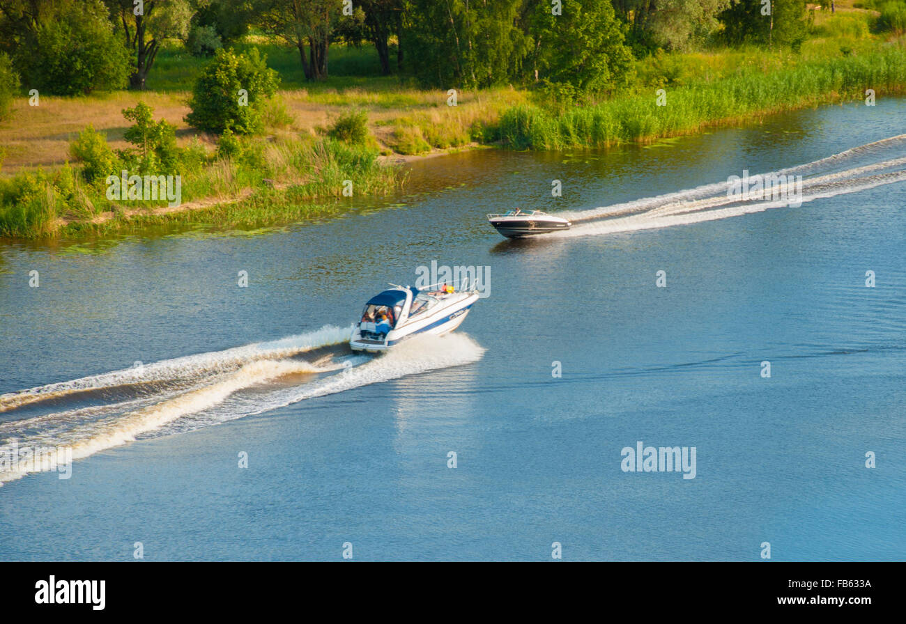 Two motor boats Stock Photo - Alamy