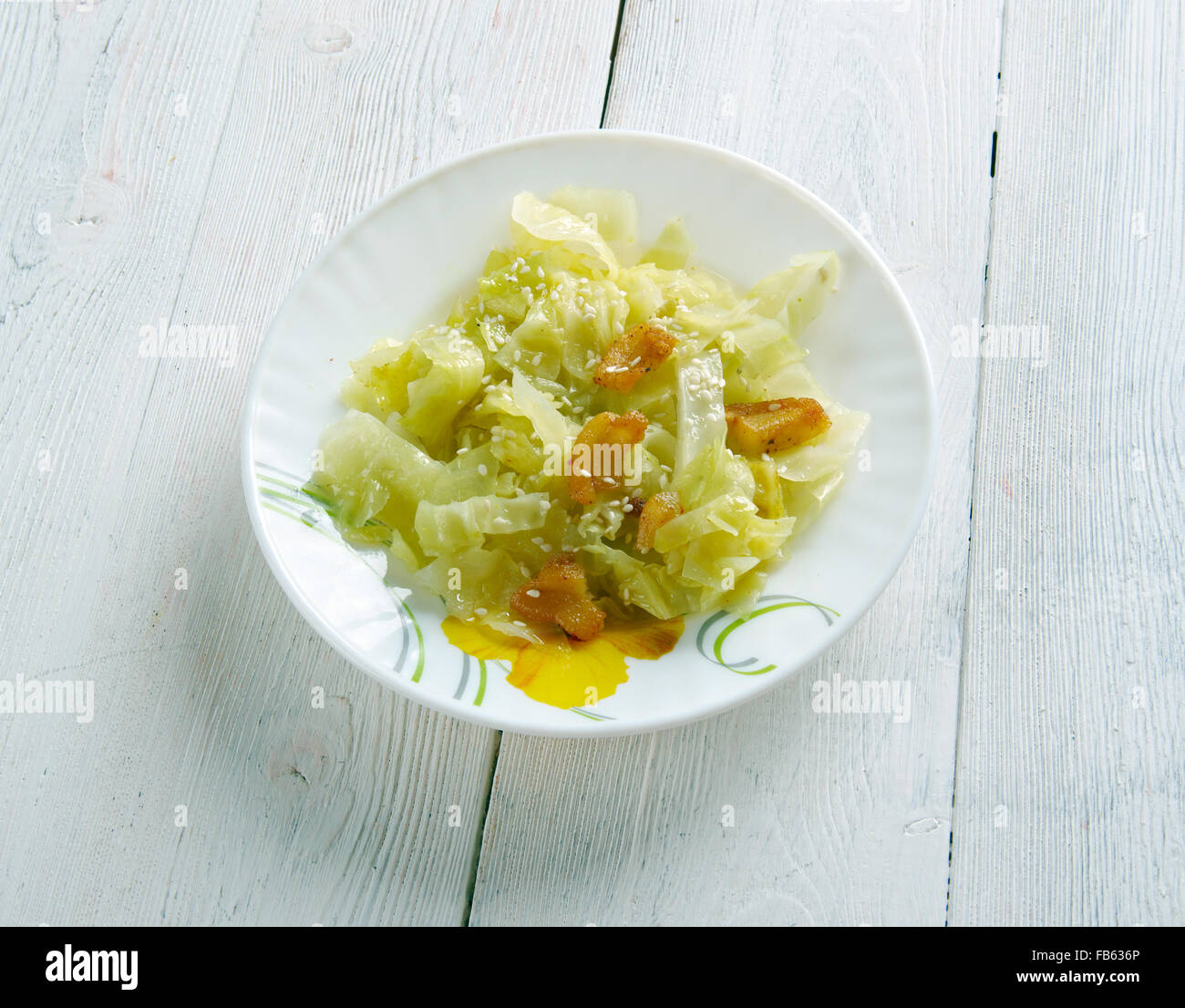 Southern Fried Cabbage with bacon - Cooked Country Style Stock Photo ...