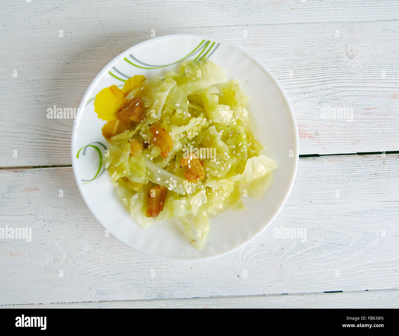 Southern Fried Cabbage with bacon - Cooked Country Style Stock Photo ...