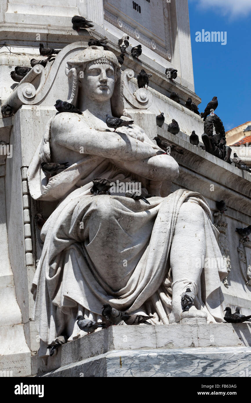 Statue on a column in Rossio Square, Lisbon, Portugal Stock Photo - Alamy