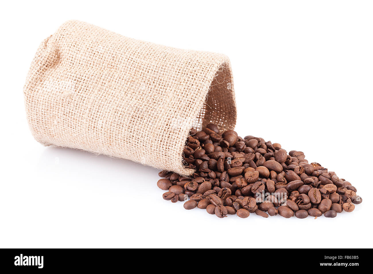 Coffee Beans In Sack Stock Photo - Alamy