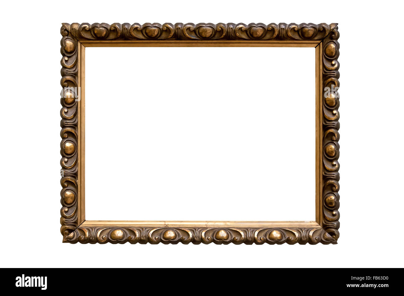 Rectangle decorative bronze picture frame isolated on white background ...