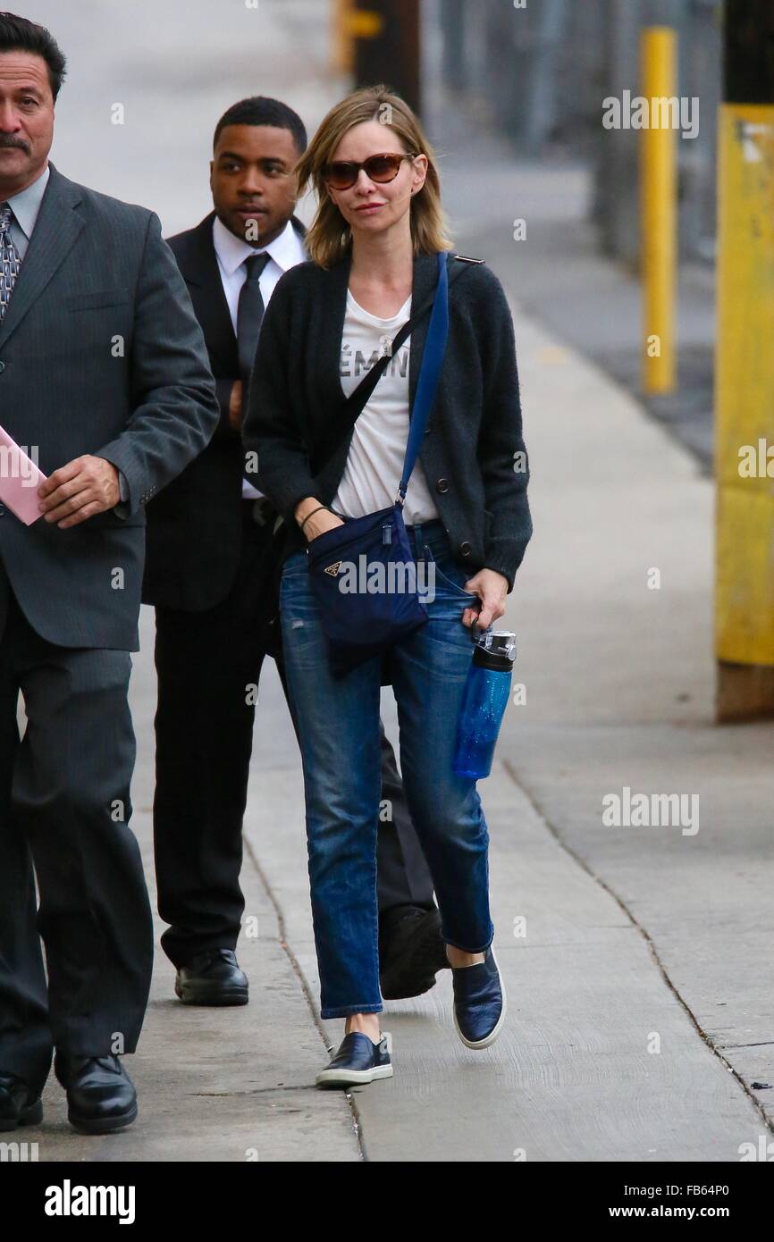 Calista Flockhart seen arriving at the ABC studios for Jimmy Kimmel ...