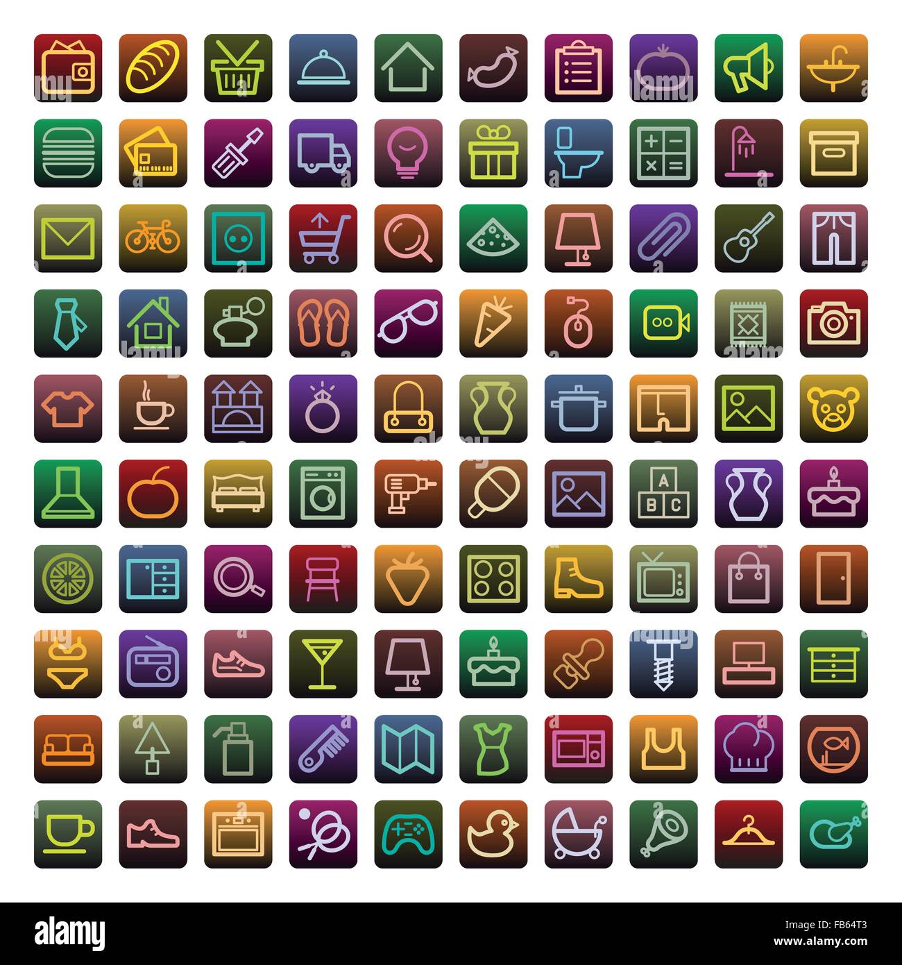 Set of shopping, objects and house ware signs Stock Vector Image & Art ...