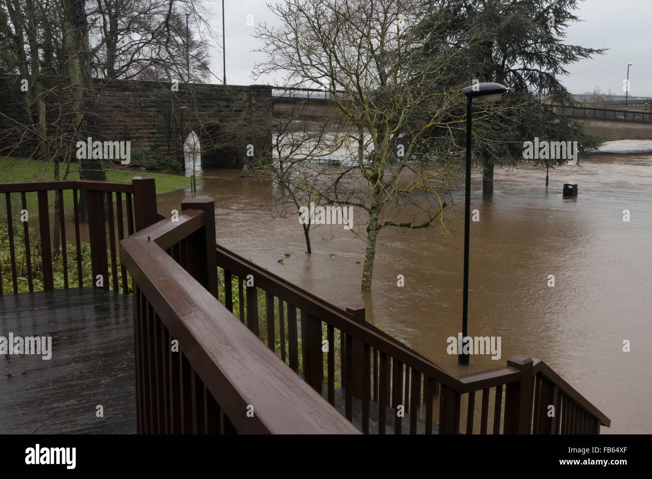 River Tay flooding in Norrie Miller Walkway, Perth Stock Photo - Alamy