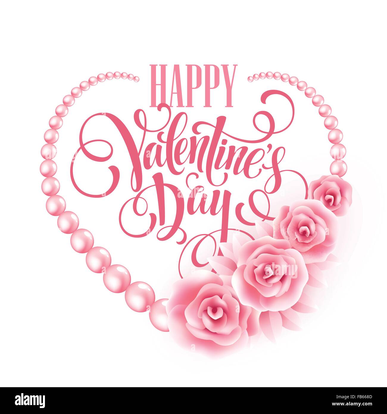 Pink rose and pearls frame. Vector illustration Stock Vector Image ...